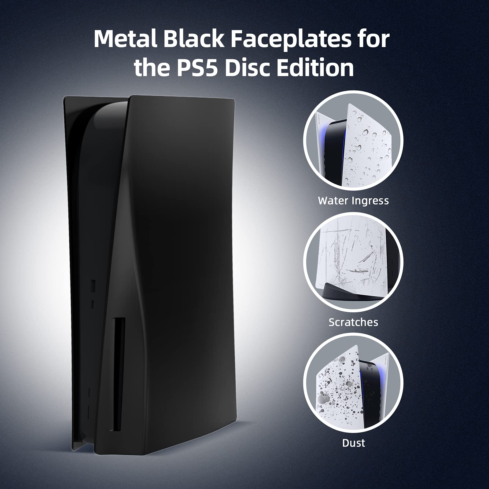 NexiGo PS5 Accessories Plates for Playstation 5 Disc Edition, ABS Anti-Scratch Dustproof Protective Shell Cover, Replacement Face Plate for PS5 Disc Edition (Matte Black) (Renewed)