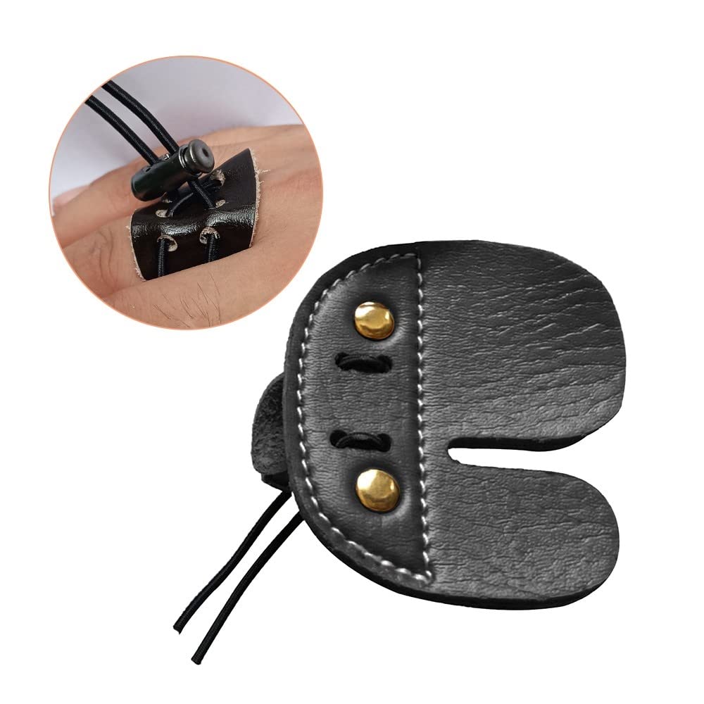 MiOYOOW Archery Finger Guard, Archery Finger Tab with Adjustable Ring for Recurve Bow and Archery Practice(Right Hand)