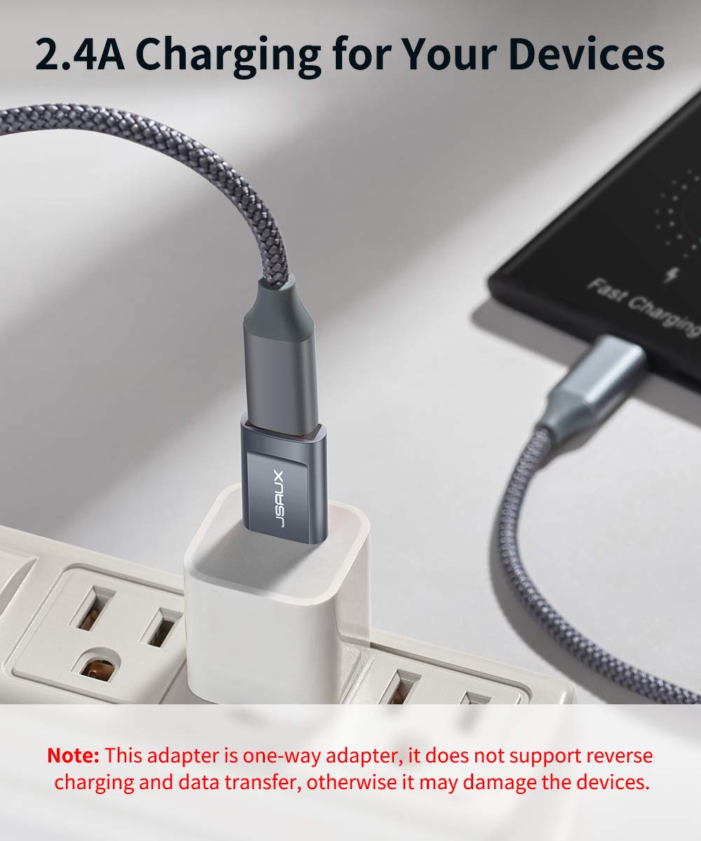 JSAUX USB-C to USB 3.0 Adapter(2 Pack), Type-C Female to USB-A Male Adapter, USB C 3.1/3.0 Converter Support Data Transfer & Stable Charging for Laptop, Chargers, Power Bank, iPhone 15 14 13 12