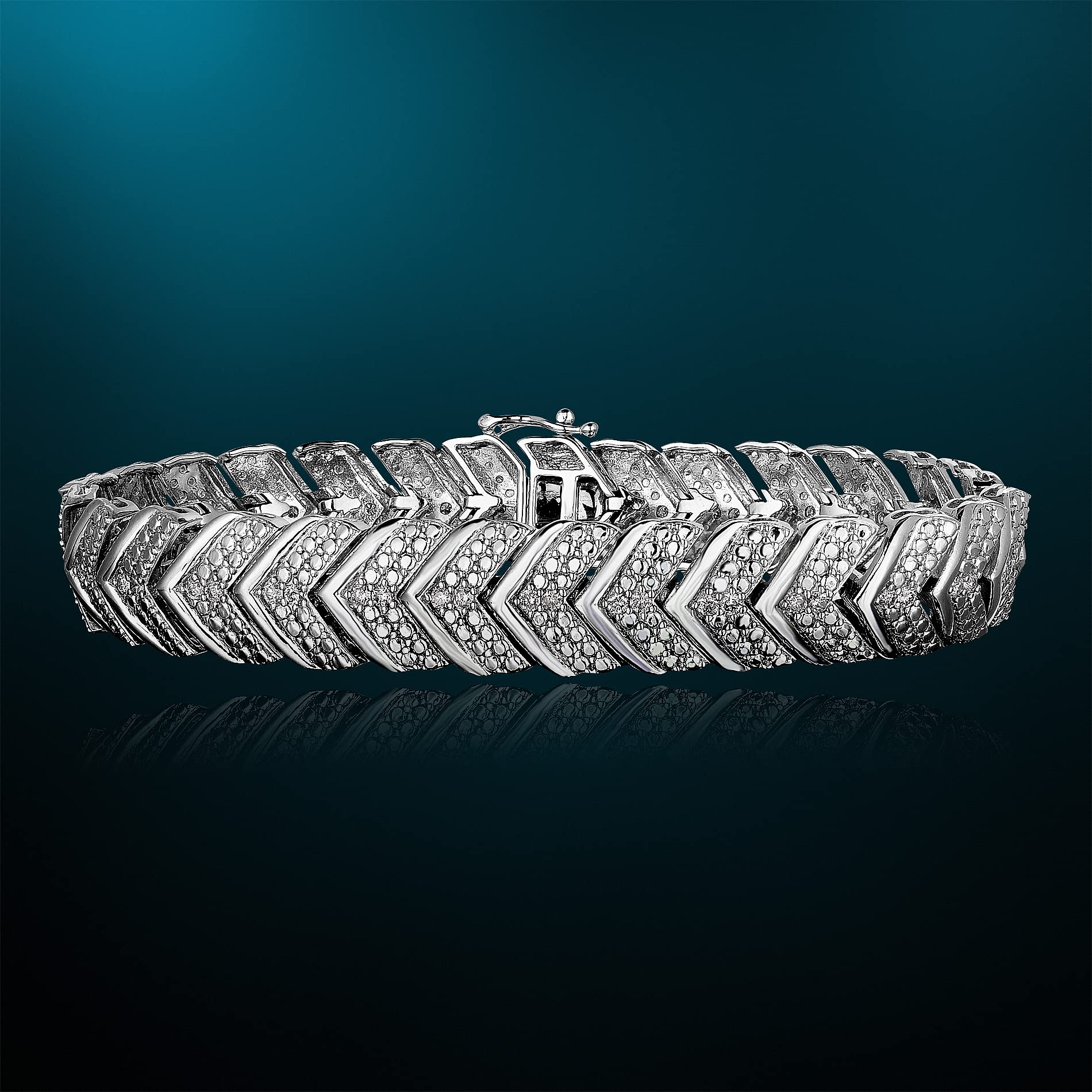 NATALIA DRAKE 1 Cttw Diamond Bracelet for Women in Rhodium Plated 925 Sterling Silver Chevron Pattern