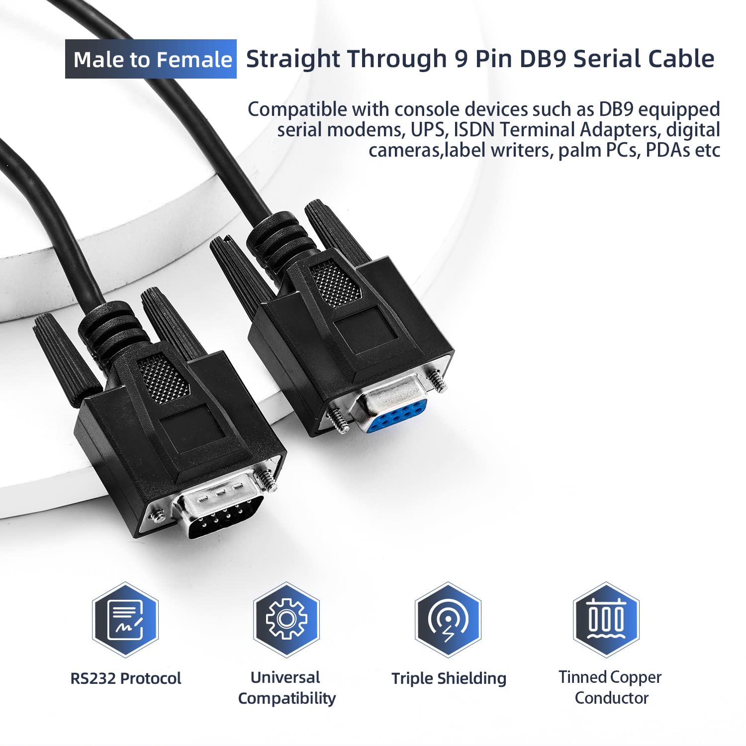 RJ45 to DB9 Console Cable, 1.8m/6ft RS232 to RJ45 Console Cables Serial Port Management Adapter Compatible with Cisco Router Switch