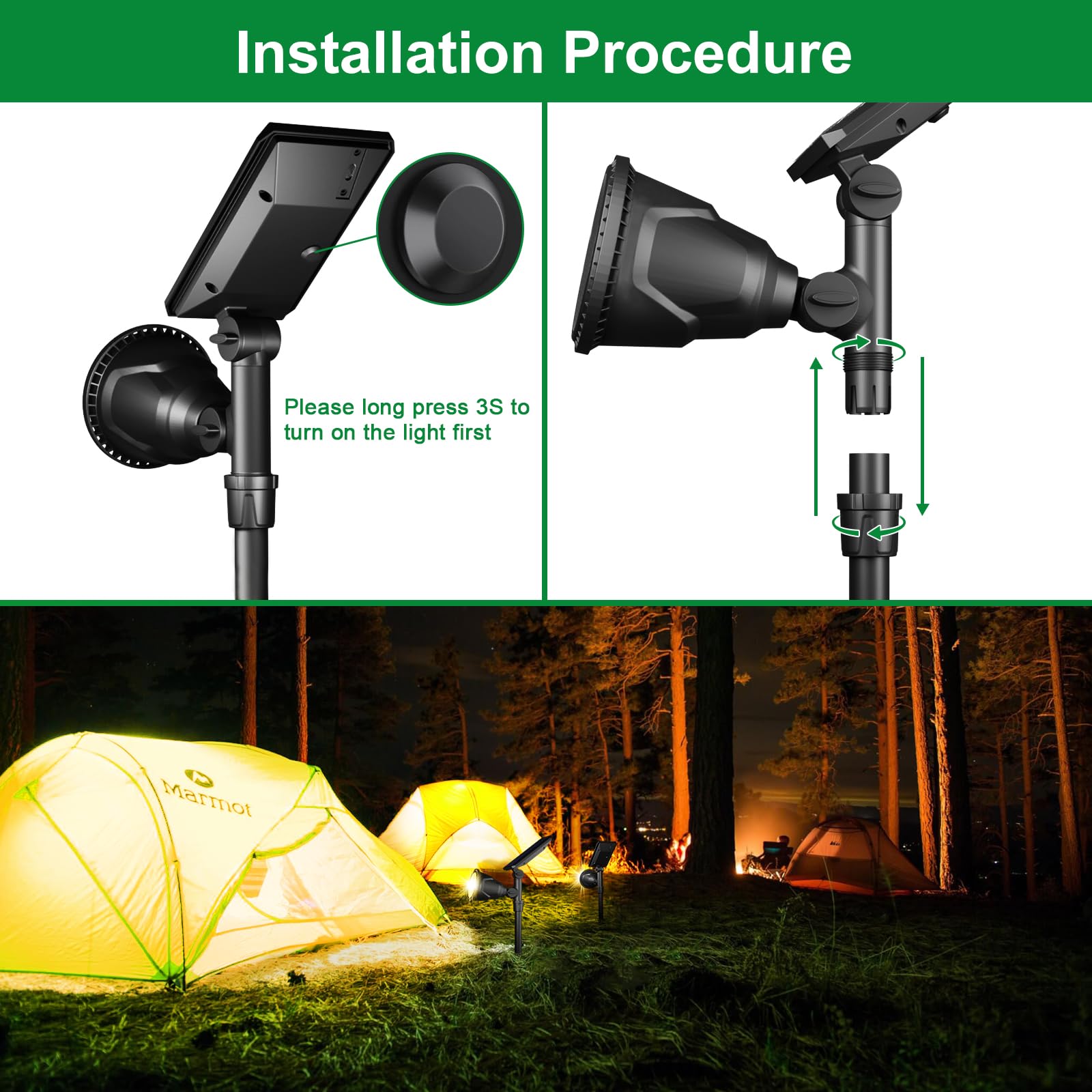 JSOT 600 Lumen Bright Solar Lights Outdoor Waterproof,Solar Powered Landscape Spotlights Solar Walkway Lighting for Backyard Garden Pathway Driveway Path Wall Patio Decor Warm White 4 Pack