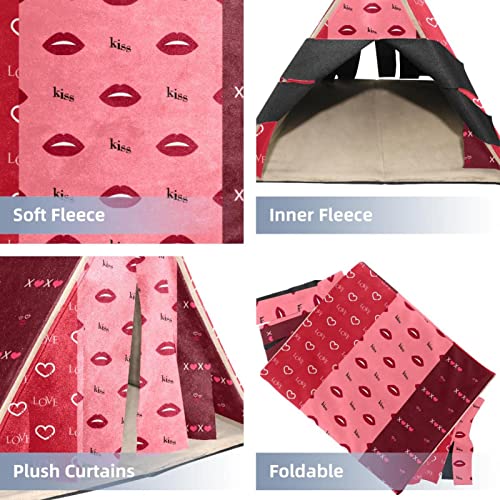 Y-DSIWX Guinea Pig House Bed, Rabbit Large Hideout, Small Animals Nest Hamster Cage Habitats Valentine's Day Pattern