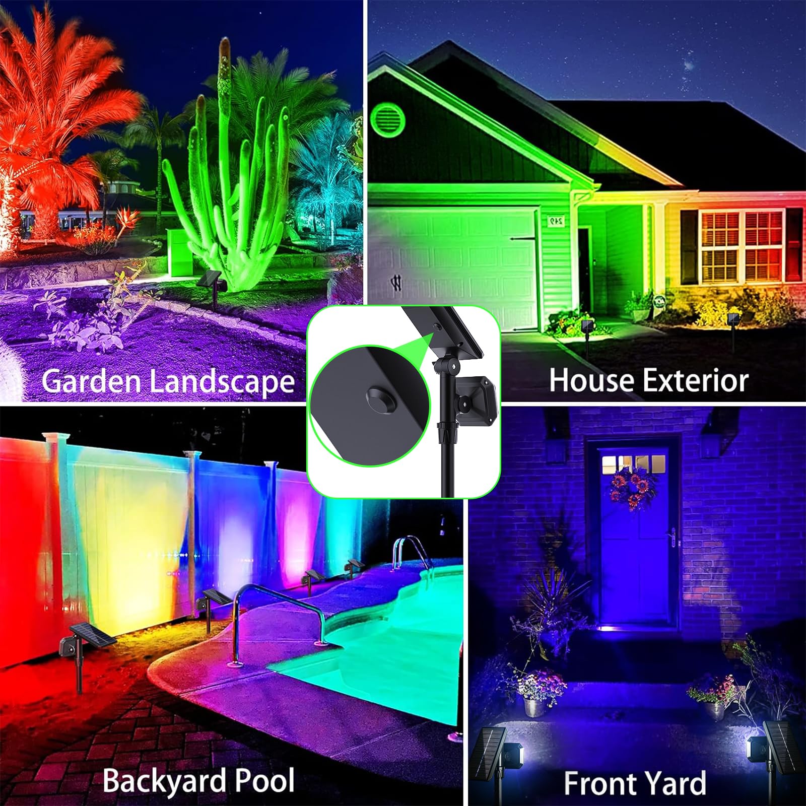 JSOT Solar Lights Outdoor, Spot Lights, Solar Powered Spotlight Waterproof Green Lights Solar Spotlights for Garden Yard Pathway Landscape Lighting