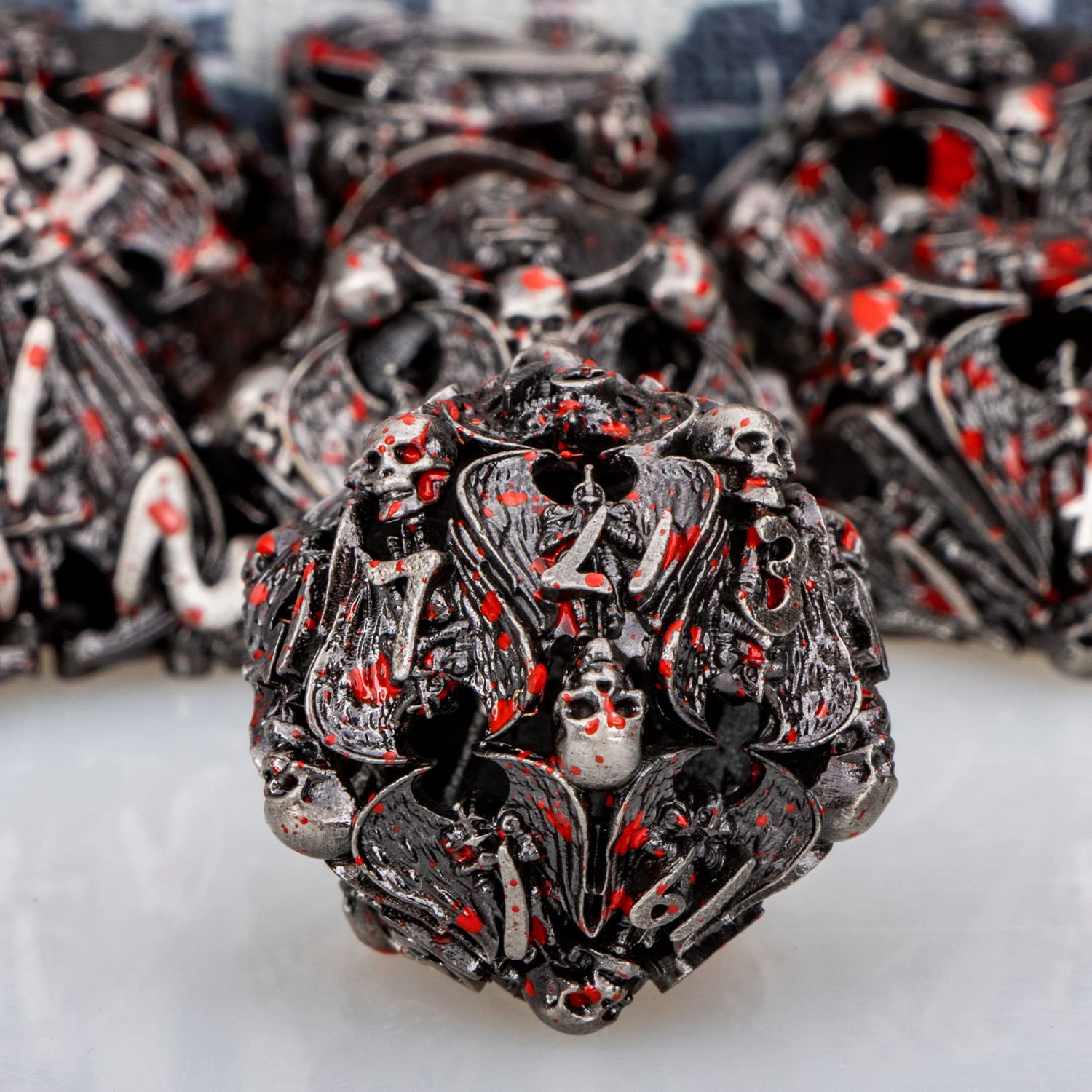 ORIFANTOU Hollow Metal DND Dice Set - Unique Swordsman Design Dice with Gift Box 7 PCS D+D Polyhedral Dice, D&D Dice for Dungeons and Dragons Role Playing Dice D and D Dice Set D20 D12 D10 D8 D6 D4