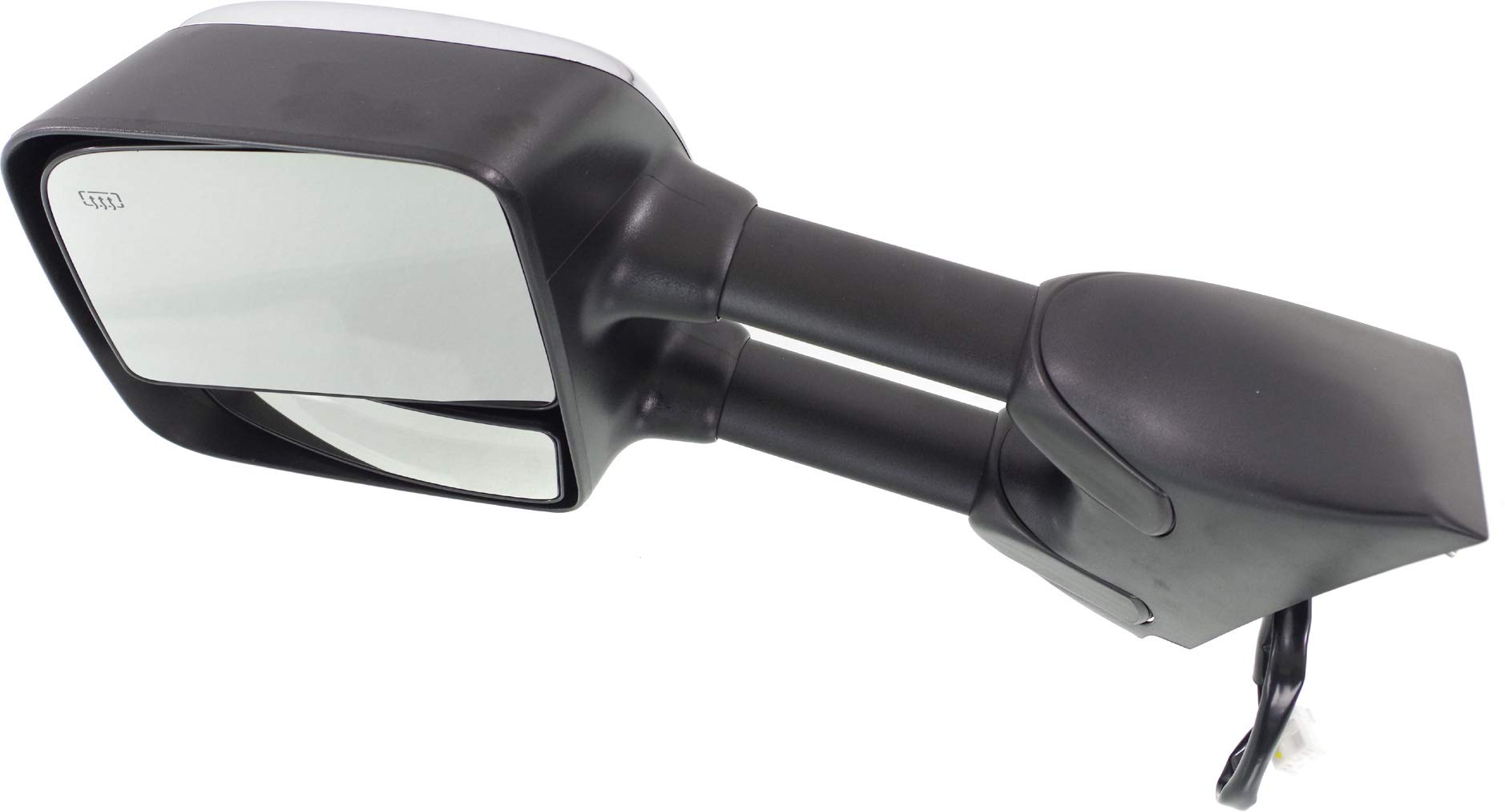 Kool-Vue Driver Side Mirror Compatible with 2004-2015 Nissan Titan Manual Folding, Heated, Chrome, With Blind Spot Glass, Towing, Power Glass, Black base - NI1320202