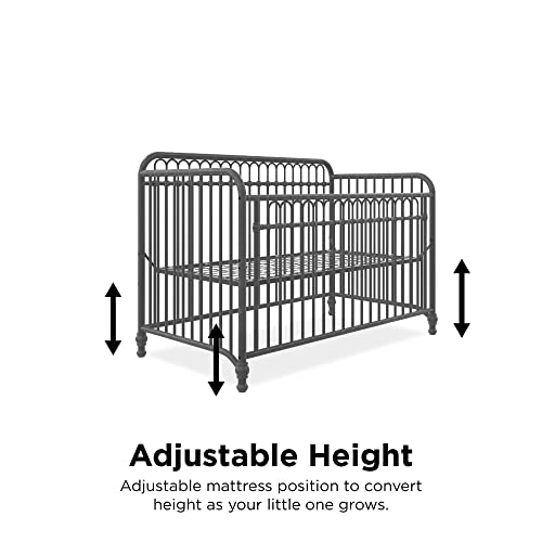 Little Seeds Raven 3-in-1 Convertible Metal Crib, JMPA Certified, Gray