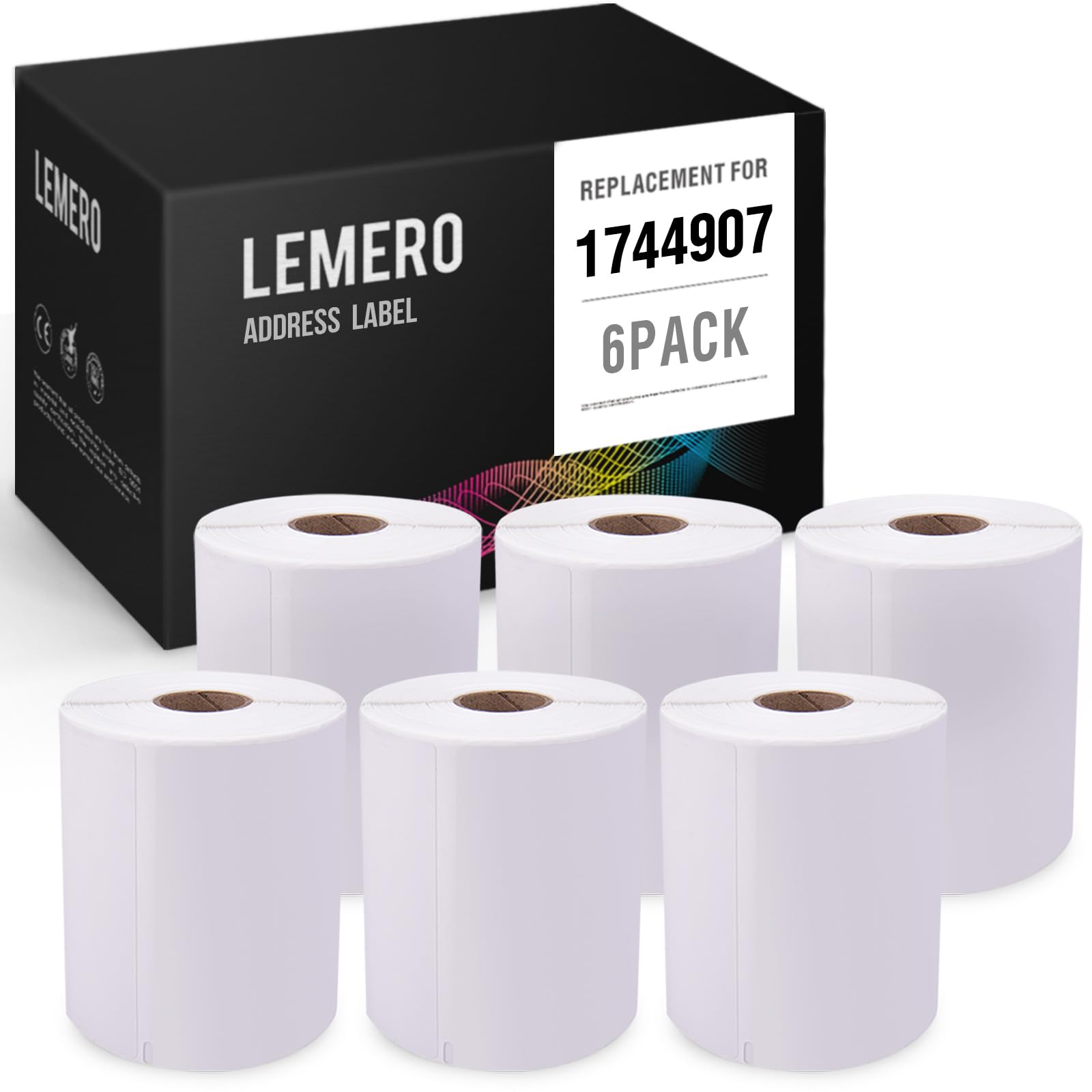 LEMERO Direct Thermal Shipping Label Compatible with DYMO LabelWriter 4XL 1744907 4x6 thermal labels roll, Compatible with DYMO 4XL, Zebra, Rollo, MUNBYN, Strong Adhesive, 220 Labels/Roll (6 Pack)