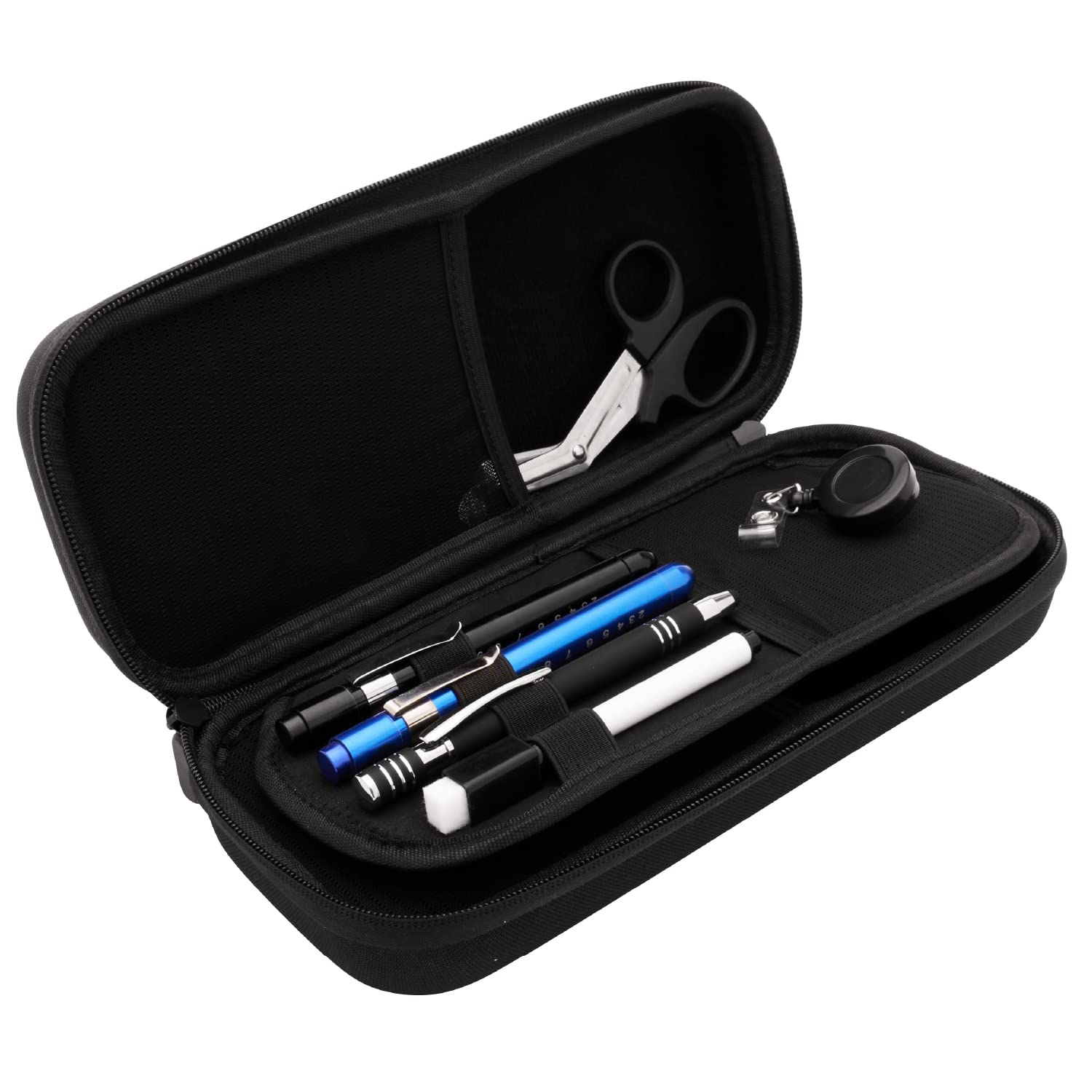 MC Medical Hard Protective Stethoscope Case With Accessories For 3M Littmann Stethoscope, MDF, Omron & More-Includes Badge Reel, Dry Erase Marker, Stylus Ballpoint Pen, Nurse Shears & Pen Lights