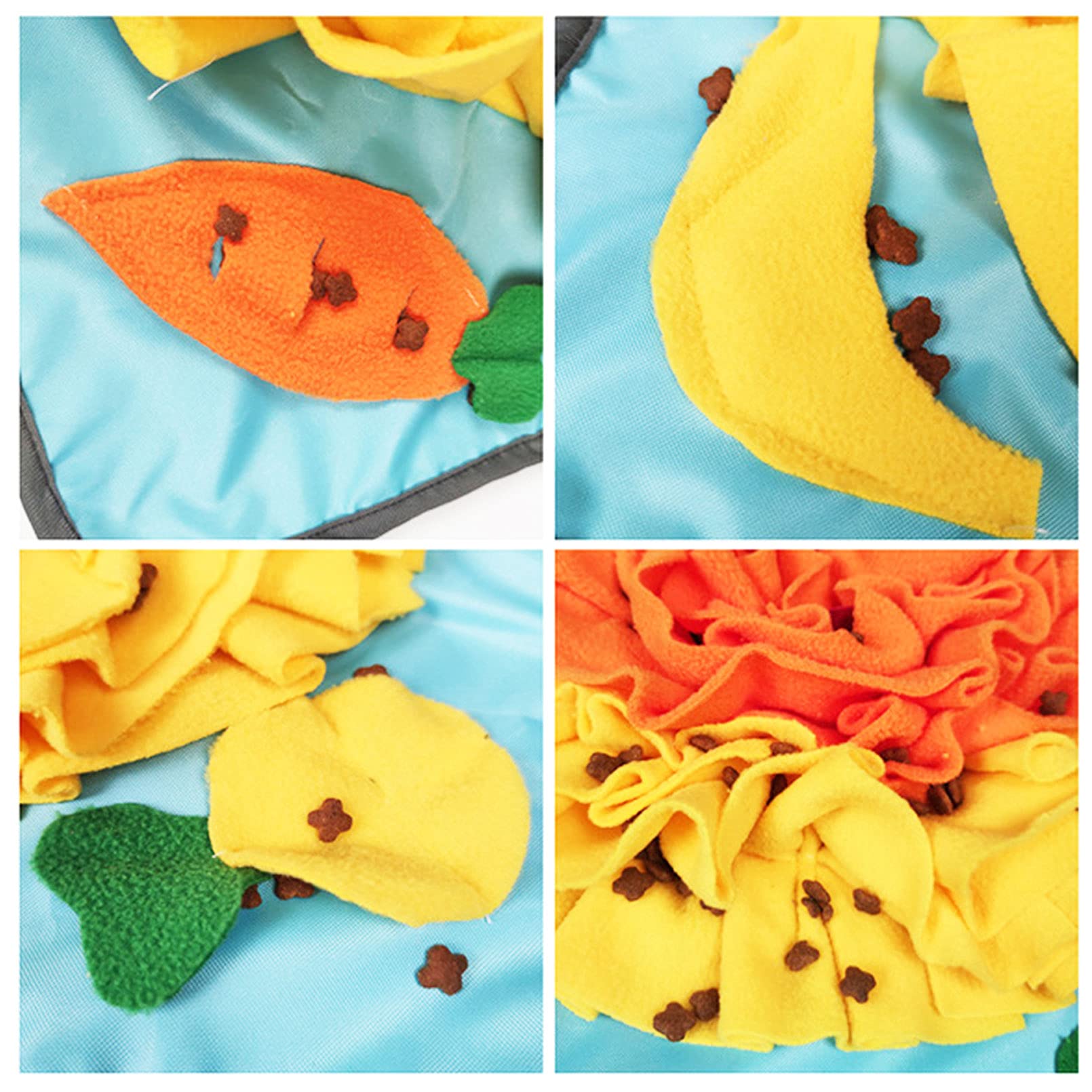 kathson Rabbit Foraging Mat with Fixable Handle 20" × 20" Washable Polar Fleece Pet Snuffle Pad Bunnies Nosework Training Treat Dispenser for Rabbits Bunny Guinea Pigs Chinchillas (Orange)