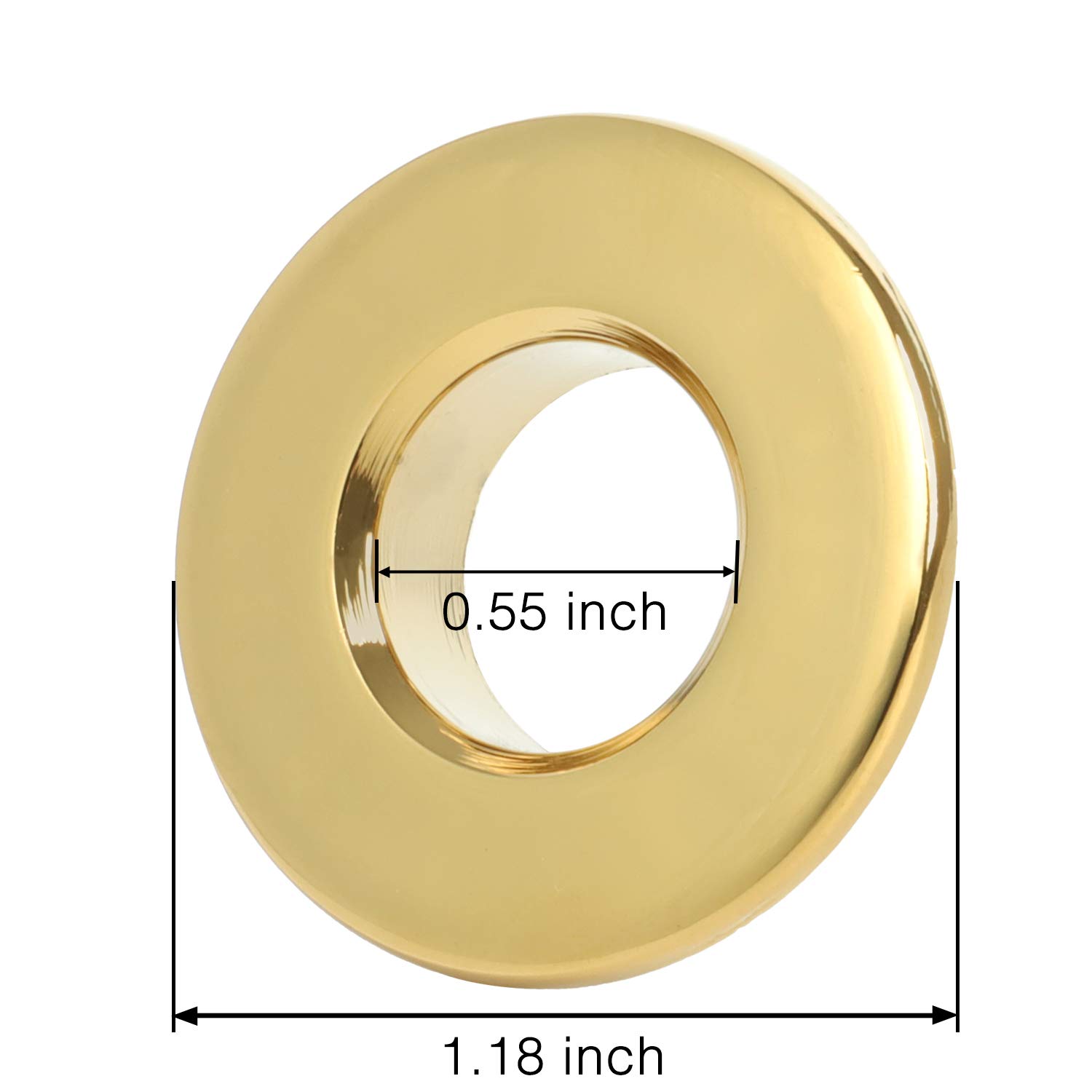 LQS Basin and Sink Trim Overflow Cover for Kitchen, Bathroom and Vanity Sink, Solid Brass Insert in Hole Round Caps, Colour Gold