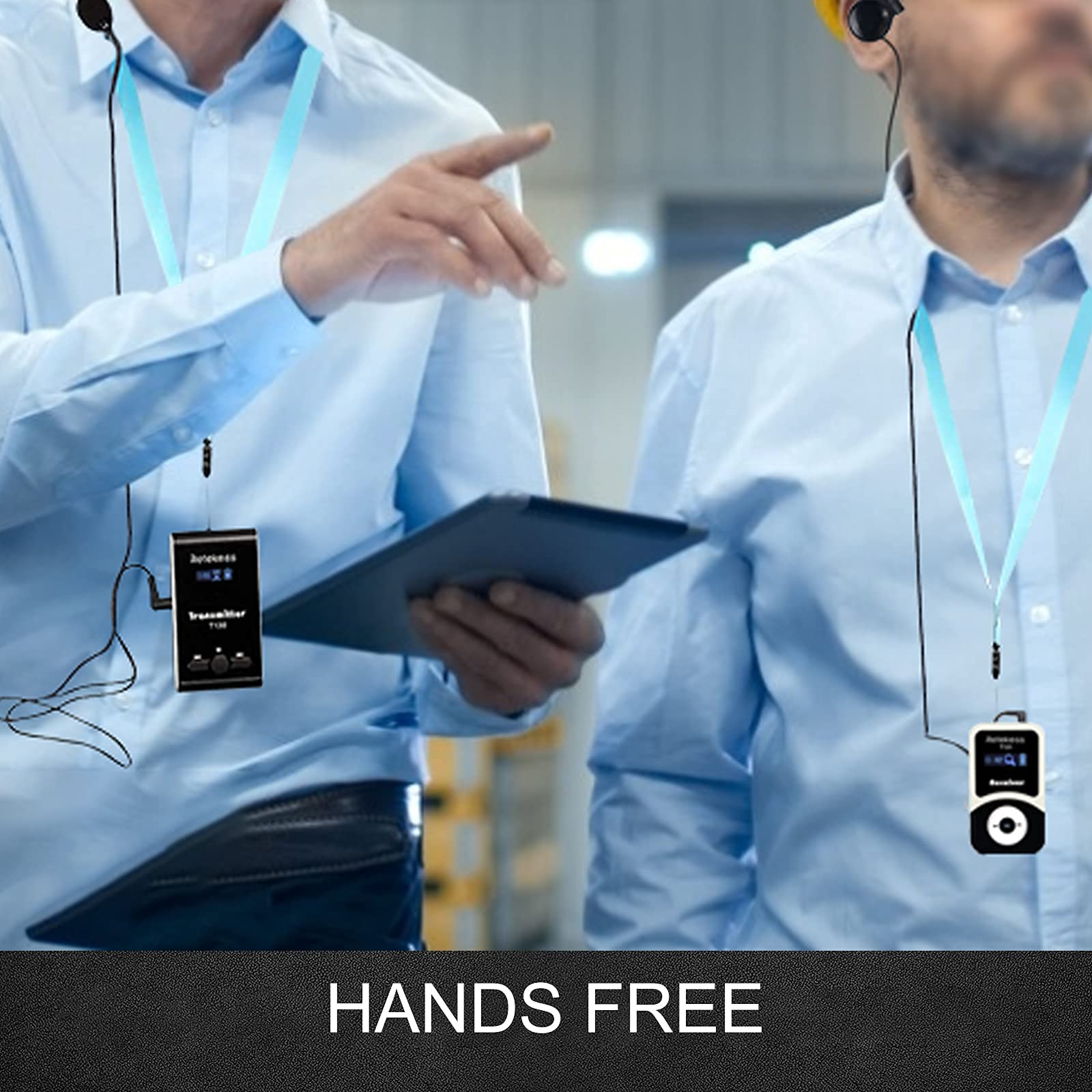 Retekess Case of 2 Transmitter 15 Receivers, T130 Wireless Tour Guide Transmitter with Lavalier Microphone, Simultaneous Interpreting for Training, Teaching, Factory