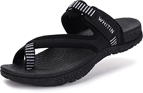 WHITIN Women's Walking Sandals with Arch Support Athletic Flip Flops Slide Size 9 Indoor Fashion Footwear Soft Climbing Cushion Ladies Beach Sandles Black 39