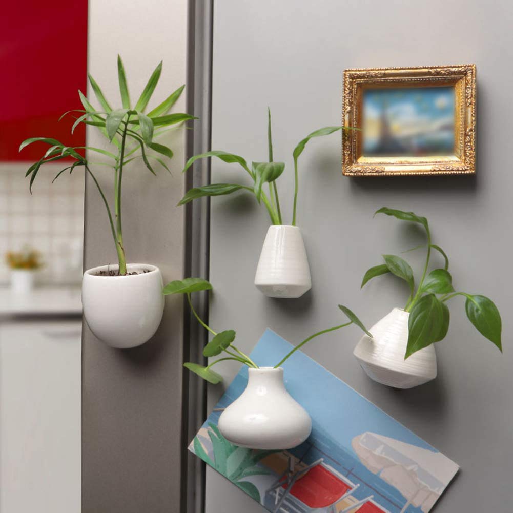 Pearlead Set of 6 Magnetic Mini Ceramic Vase Refrigerator Magnets Sticker Fridge Whiteboard Magnets for Home and Office Refrigerator Decoration