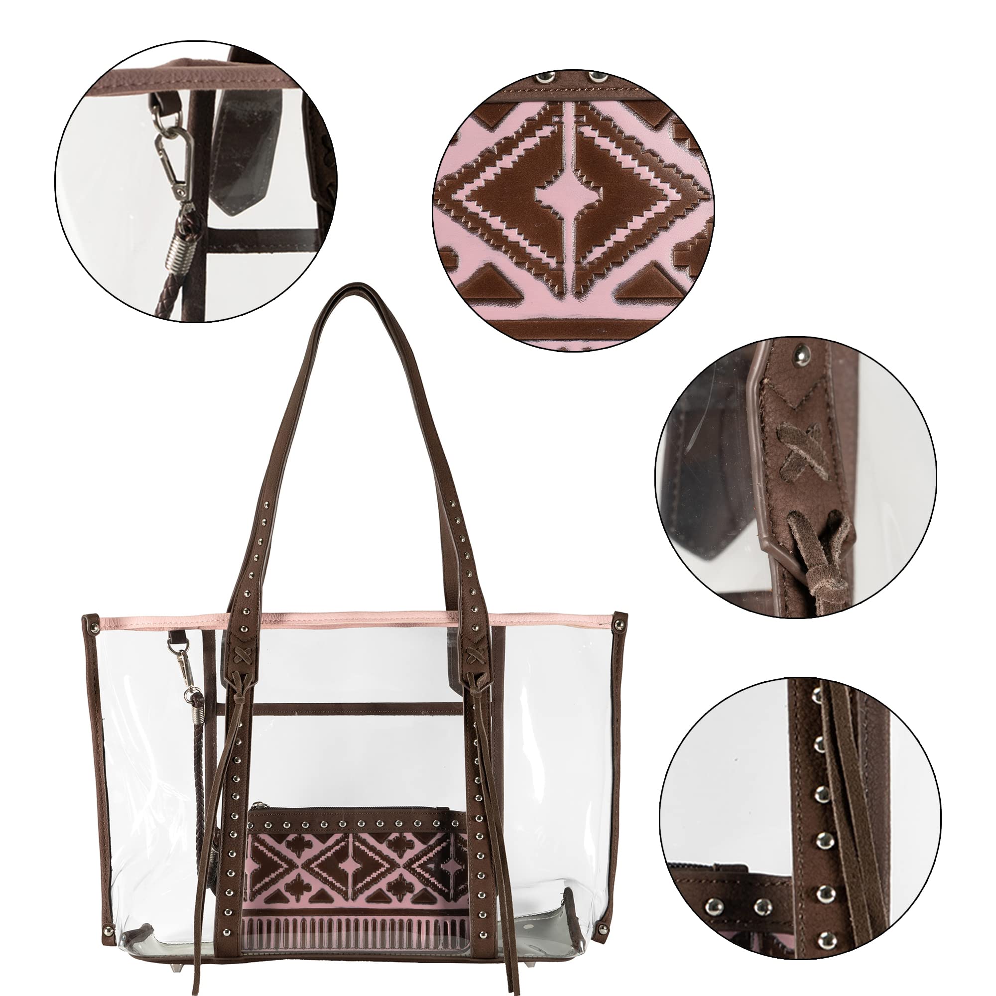 Montana West Western Clear Bag Stadium Approved for Women Aztec Collection Shoulder Bag Transparent Tote Bag MW1122-8317CF