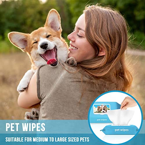 WHOMASS Pet Wipes for Dog and Cat,6" x 8“ Standard Cleans Ears,Face,Paws,Butt,Body and Eye-Multipurpose Grooming Wipes (100 Count)