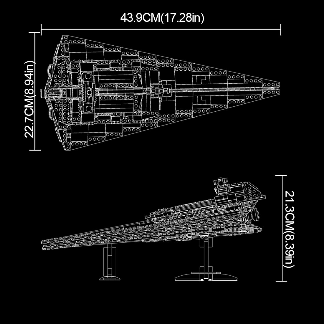 Ottima Military Star Destroyer Building Kit, Space Wars Model Building Toy Set for Kids Boys Compatible with Lego - 891Pcs