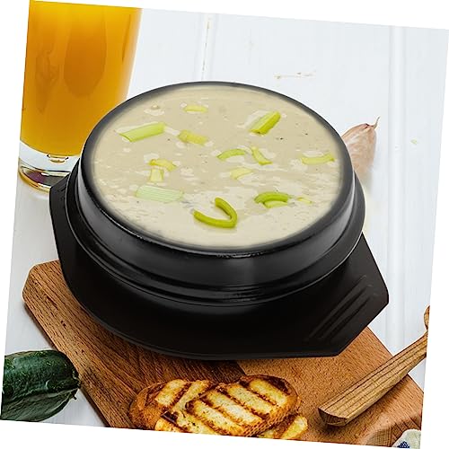 UPKOCH 1 Set Stone Pot for Bibimbap Stew Pots with Lids Stainless Steel Sauce Pan with Lid Soup Bowls with Lids Korean Hot Pot Ramen Cooker Casserole Dish with Lid Ceramic Pot with Tray