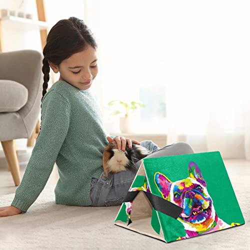 Y-DSIWX Guinea Pig Hideout House Bed, Colorful French Bulldog Dog Rabbit Cave, Squirrel Chinchilla Hamster Hedgehog Nest Cage