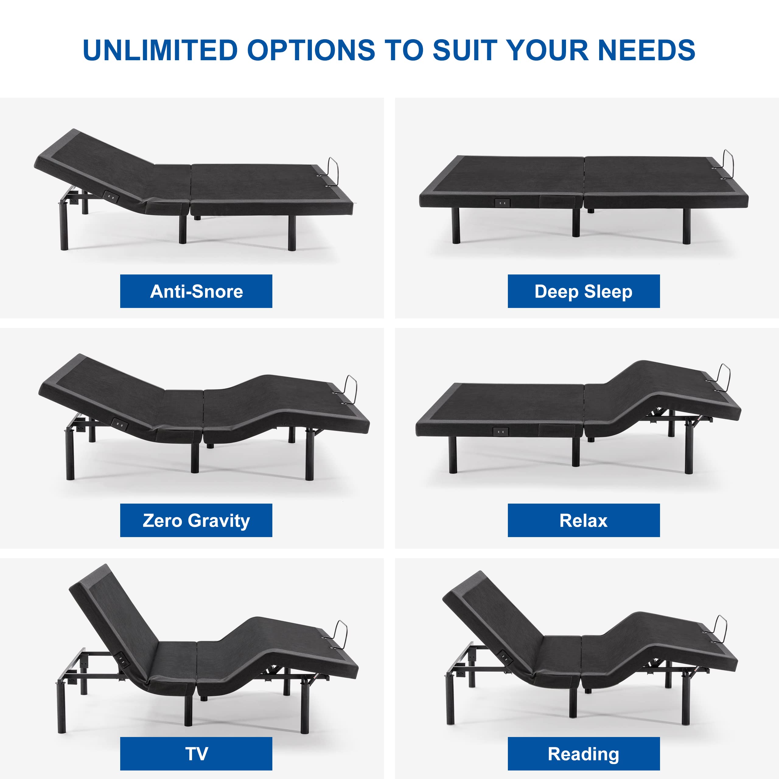 Layzizi Adjustable Bed Base Frame with (Twin XL)
