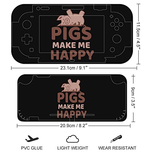 Pigs Make Me Happy Decal Stickers Cover Set Full Wrap Skin for Switch Protection Faceplate Sticker for Switch