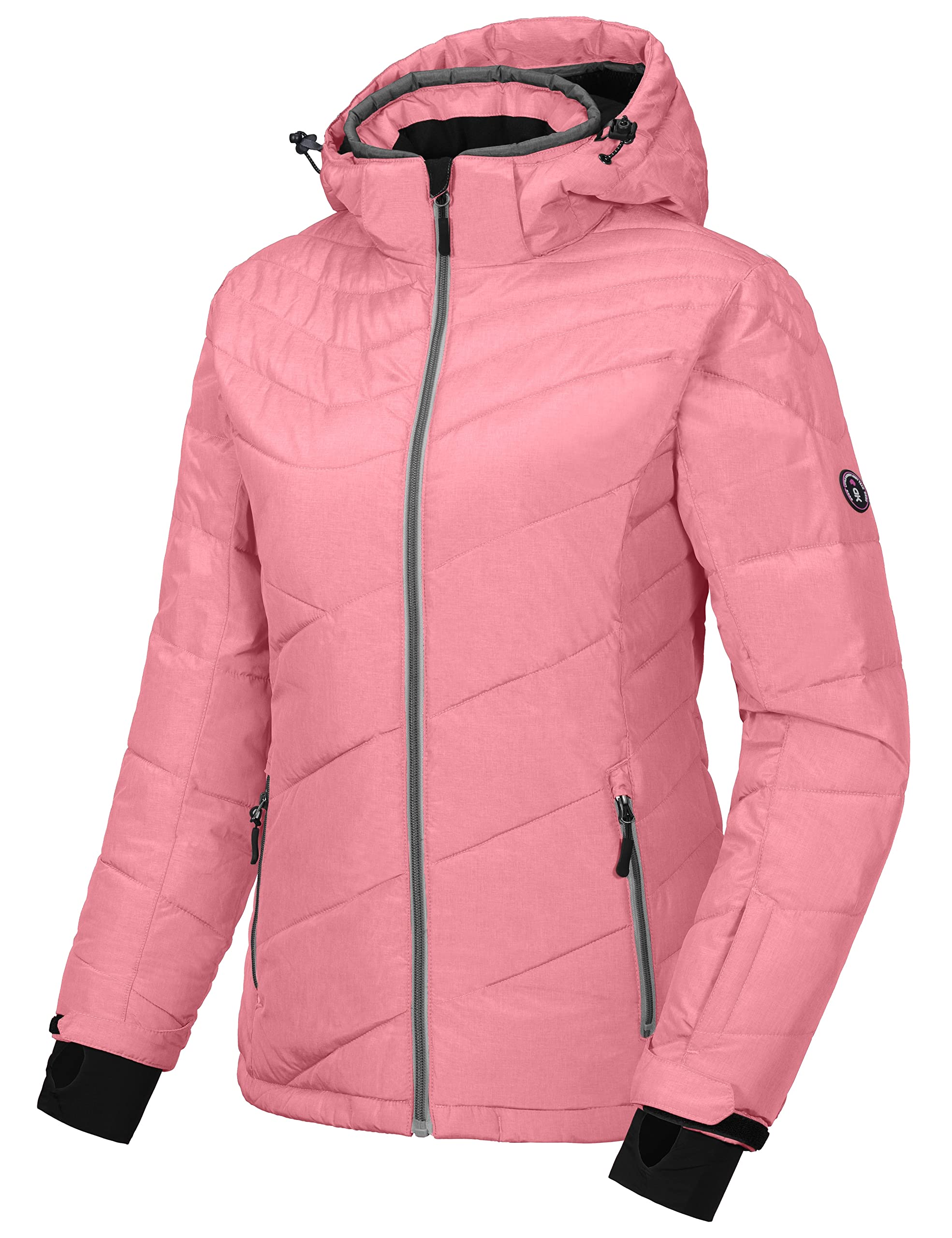 Little Donkey Andy Women's Warm Windproof Ski Insulated Jacket Water Repellent Winter Snowboarding Snow Coat With Detachable Hood Pink XL