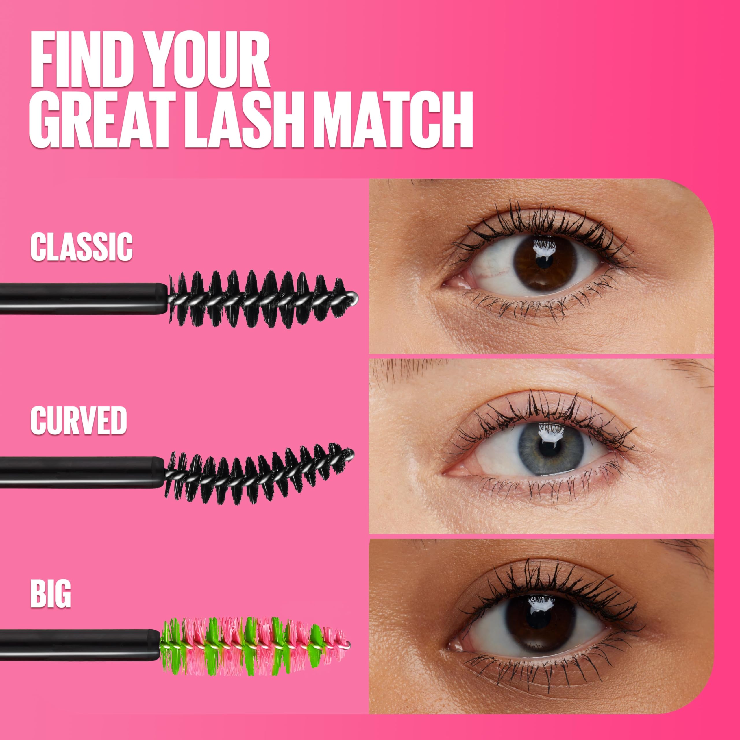 Maybelline New York Makeup Great Lash BIG Washable Mascara, Blackest Black Volumizing Mascara, 0.34 fl oz