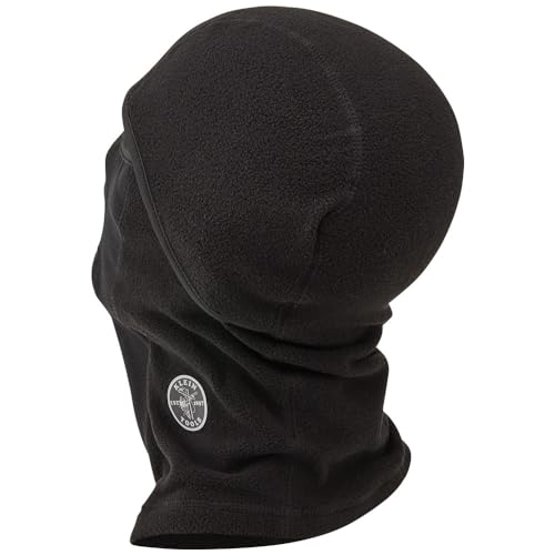 Klein Tools 60132 Balaclava, Warm Breathable Fleece Wind Proof Hinged Balaclava Face Mask, Black