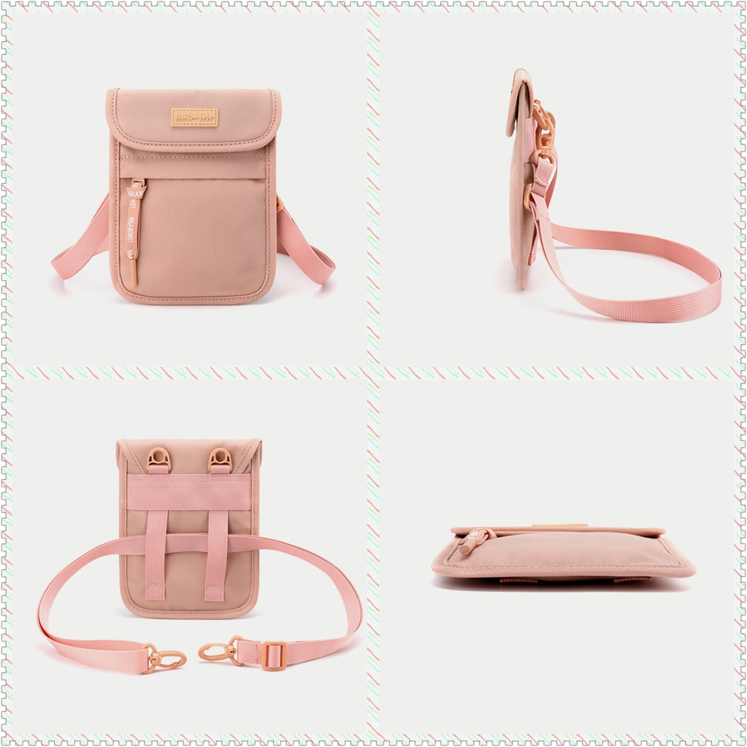 OPXTO Small Crossbody Cell Phone Purse for Women, Mini Messenger Shoulder Handbag, Nylon Small Waist Bag (Lava cake) …