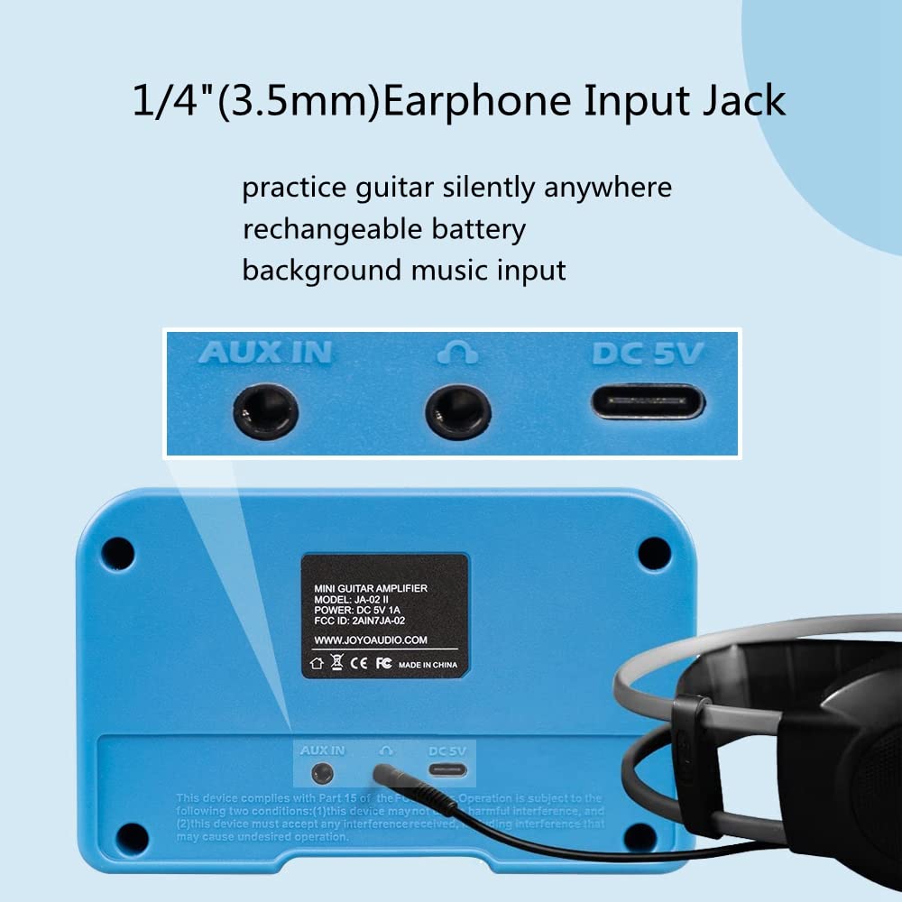 Portable Electric Guitar Amp Wireless Guitar System 5W Mini Practice Guitar Amp 2.4GHz Guitar Transmitter Receiver Built-in Rechargeable
