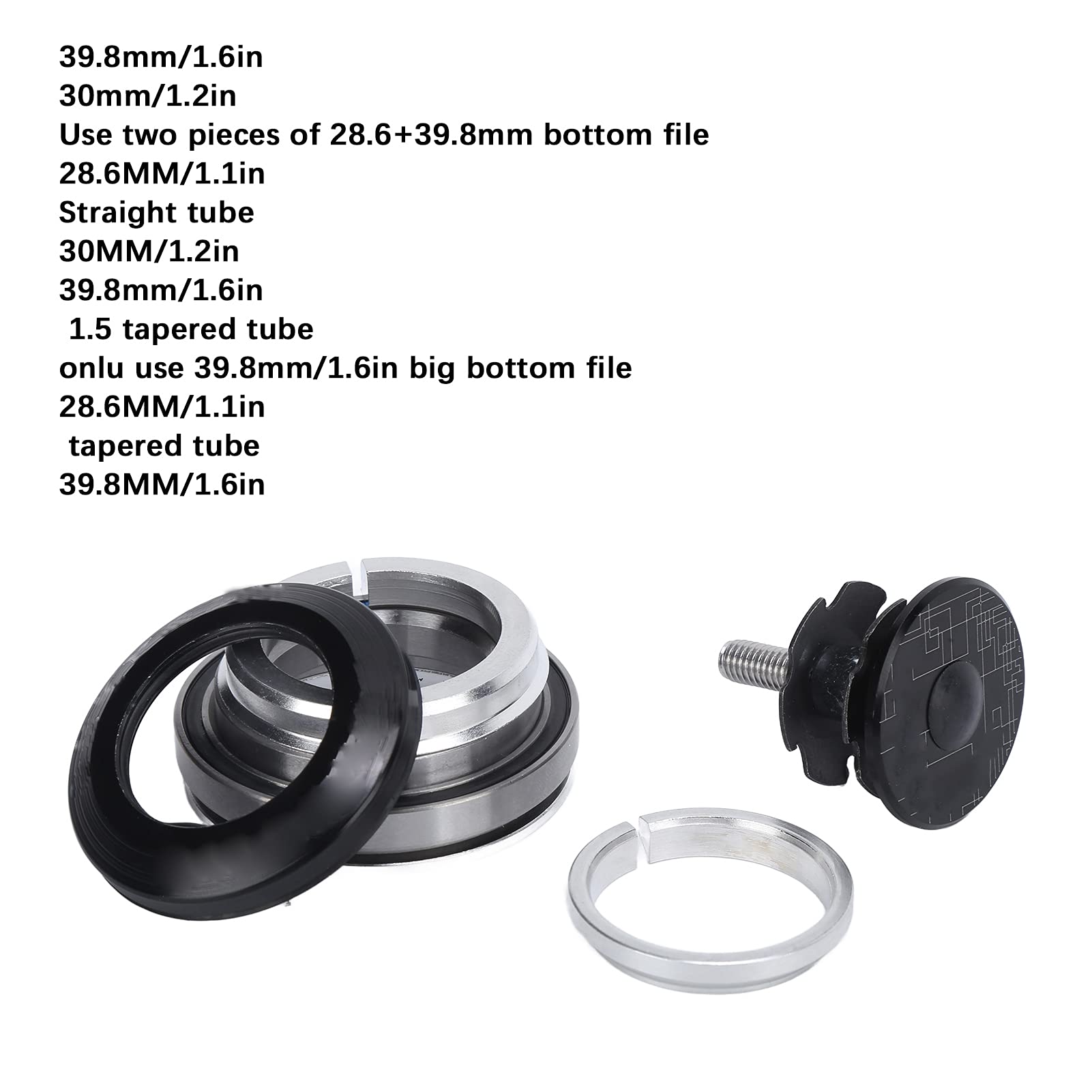 Pilipane Bikes Headset, Road Bikes Double Bearings Headset, Mountain Bikes Headsets Bikes Bearing Headset, 28 6x44β44x39 8mm Straight Tapered Tube Headset
