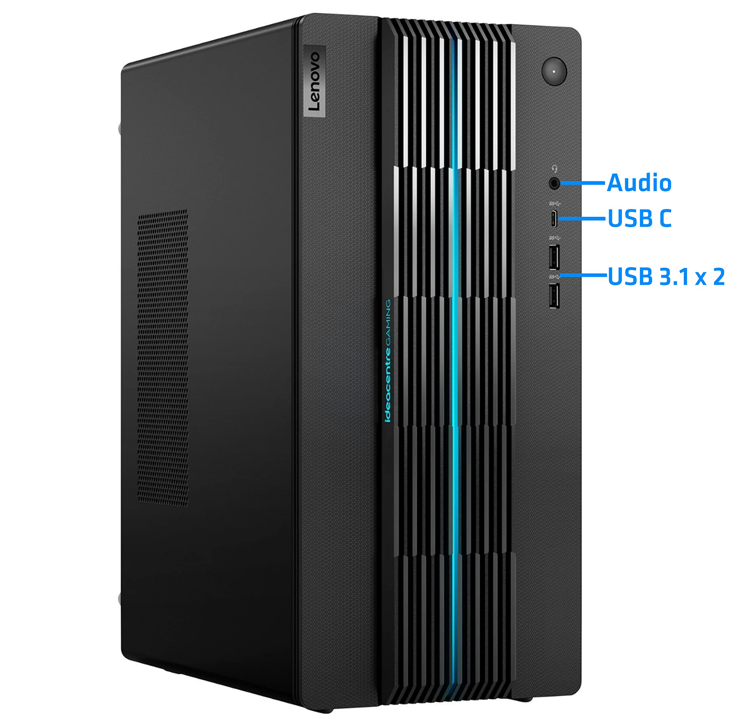 Lenovo IdeaCentre Gaming 5 Tower Computer, Intel i9-12900K, 64GB RAM, 2TB NVMe SSD, NVIDIA GeForce RTX 3060 12GB, DisplayPort, HDMI, AX Wi-Fi, BT, USB C - Windows 11 Pro, Black