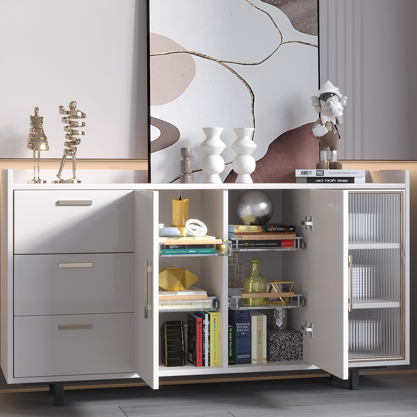 jkxoo Expandable Pull Out Cabinet Organizer, Closet Organizers and Storage 11.8~18''W x 17.3''D Heavy Duty Under Sink Storage Basket Slide Out Cabinet Shelves for Kitchen, Bathroom, Pantry