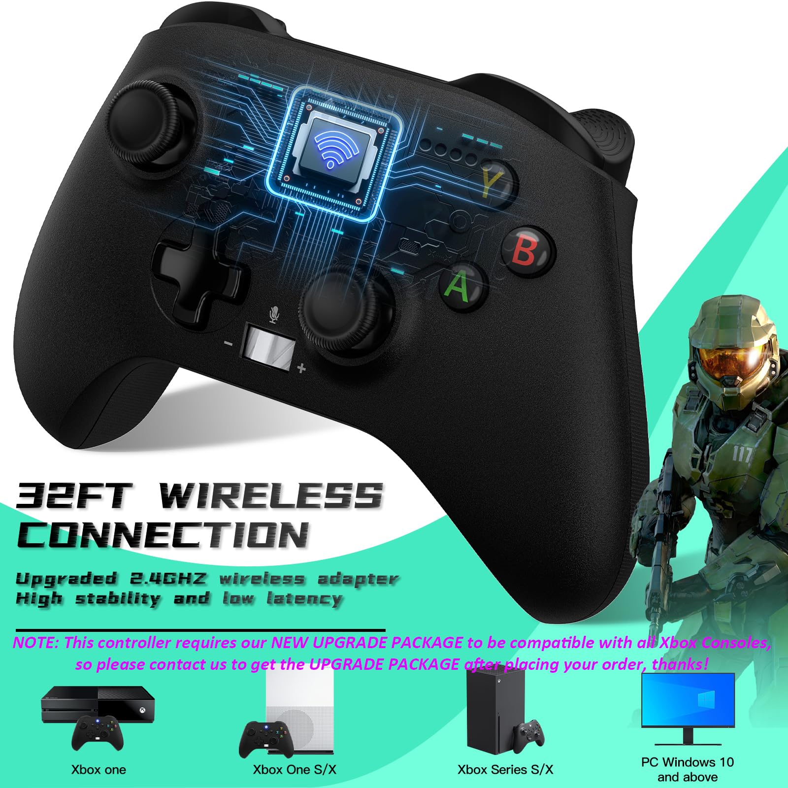 PC Controller 2.4G Wireless Gaming Controller for PC Windows Steam, PC Gamepad with Rechargeable Battery, Upgraded Joystick, TURBO Function (Connecting to Xbox Consoles is Not Supported at this Time)