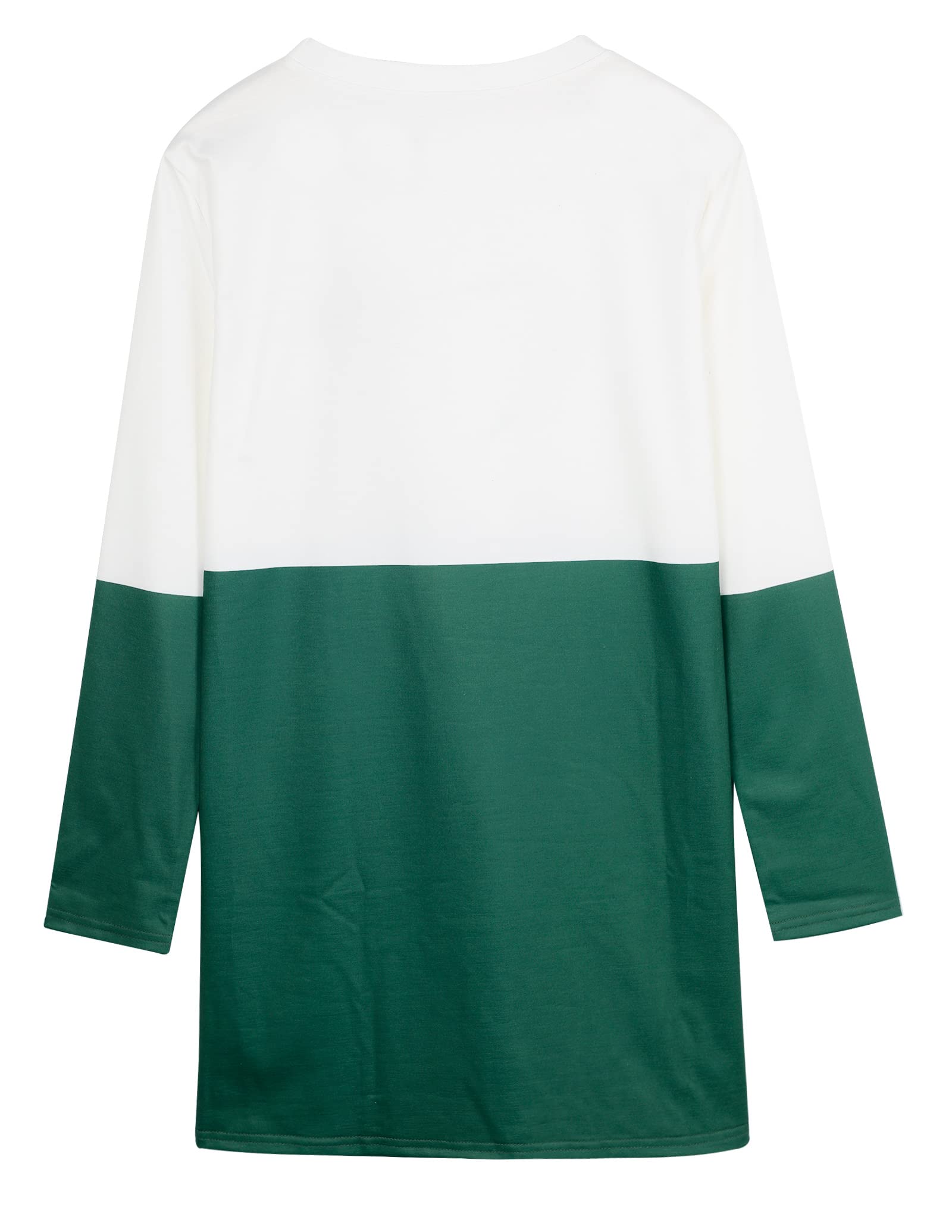 MOUSYA St Patrick's Day Dress Shirt Women Clover Heart Long Sleeve Tops Plus Size Color Block Sweatshirt with Pockets