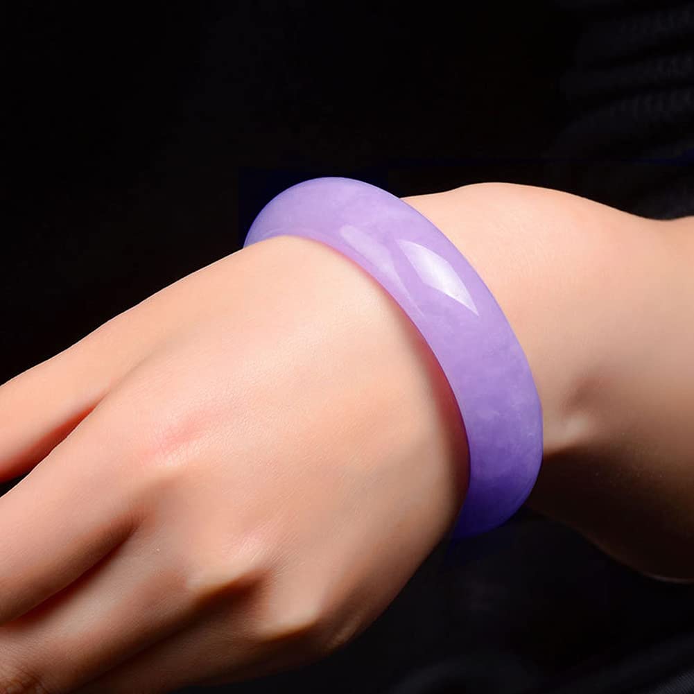 Natural Violets Jade Bangle Bracelet for Women Elegant Classical Genuine Purple Jadeite Bangles Jewelry with Gift Box (Size : 56mm)