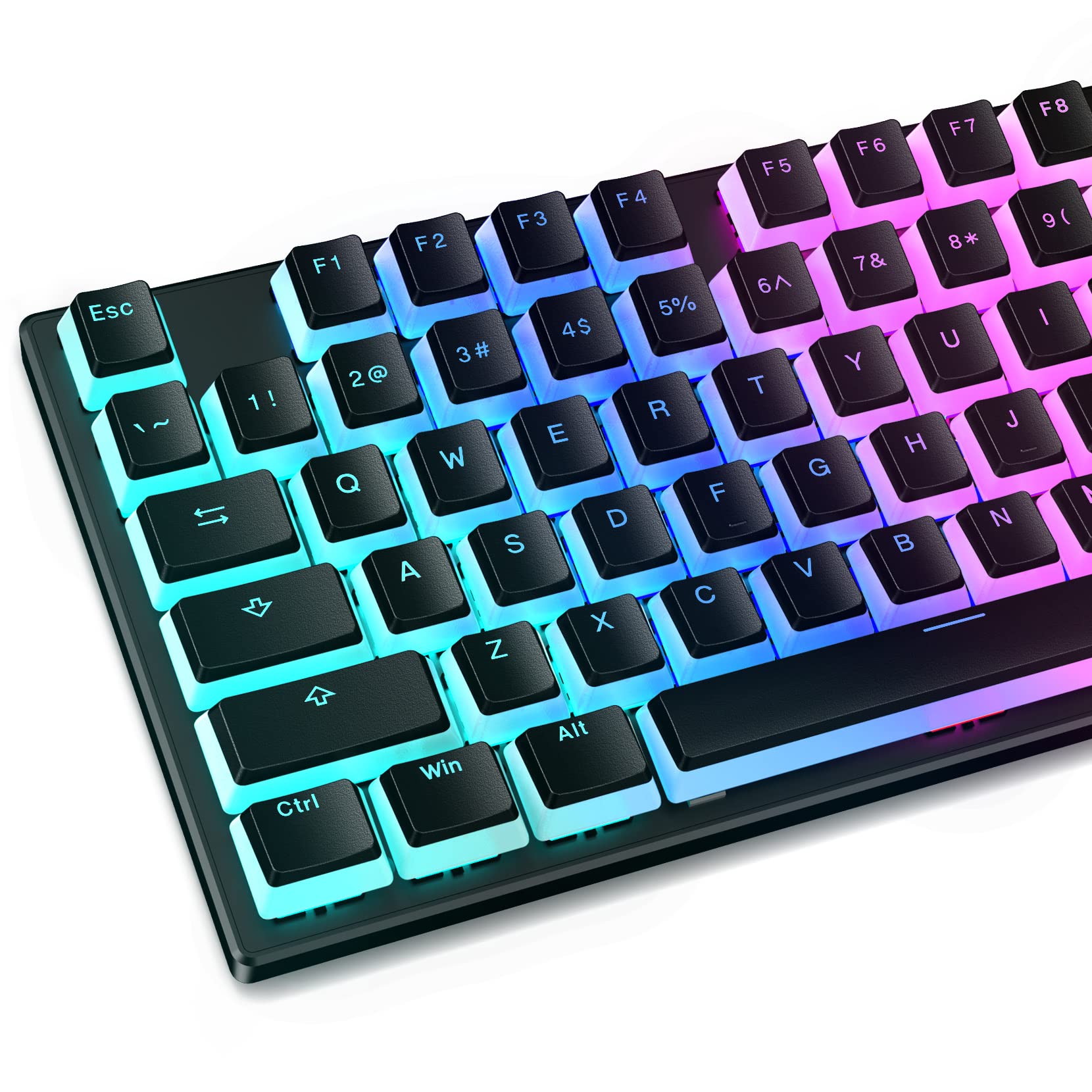 RisoPhy Pudding Keycaps Double Shot PBT Keycap Set for Mechanical Keyboard,OEM Profile with Keycap Puller,Compatible with 104 Keys Full Size,80%,75%,60% Percent Keyboard-Black