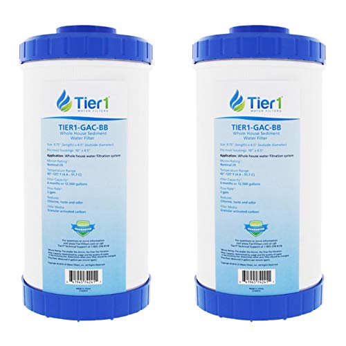 Tier1 20 Micron 10 Inch x 4.5 Inch | 2-Pack Whole House Granular Activated Carbon Block Water Filter Replacement Cartridge | Compatible with Pentek GAC-BB, 155153-43, Home Water Filter
