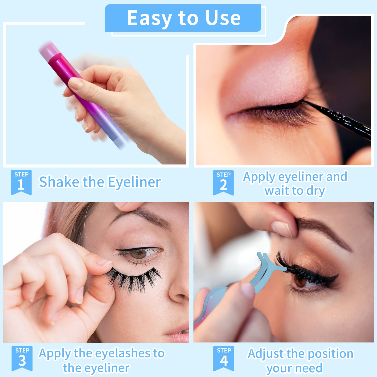 Magnetic Eyelashes Kit, Long Lasting and Reusable Magnetic lashes Natural Look, 14 Pairs False Eyelashes with Magnetic Eyeliner & Tweezers, Easy to Wear, No Glue Needed