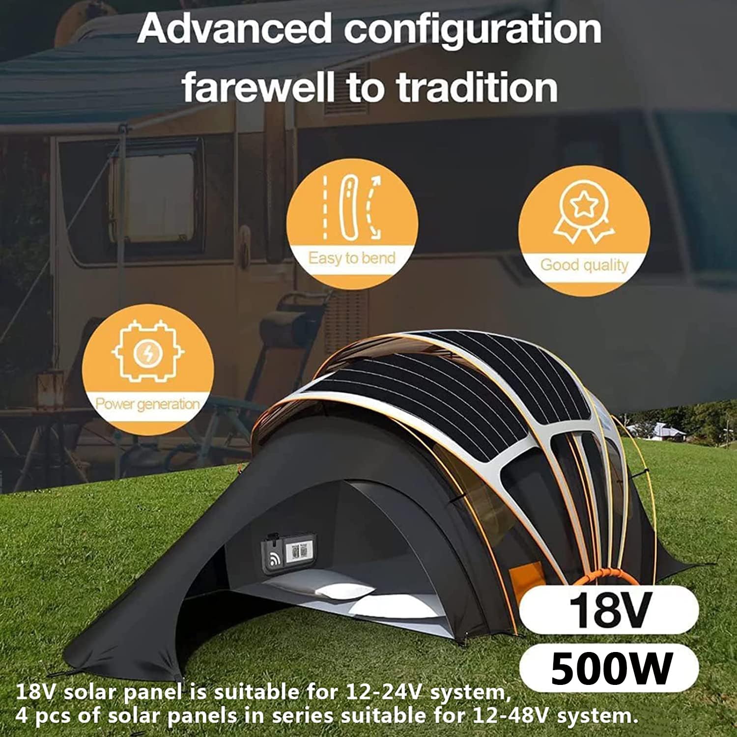 LOPMQRV 2000 Watt Solar Panel Kit, with 2pcs car Inverter and 2pcs 40A Charge Controller 4 × 500 Watt Monocrystalline Solar Panel for 12-48V Car Battery , Black 2000 Watt Inverter Kit