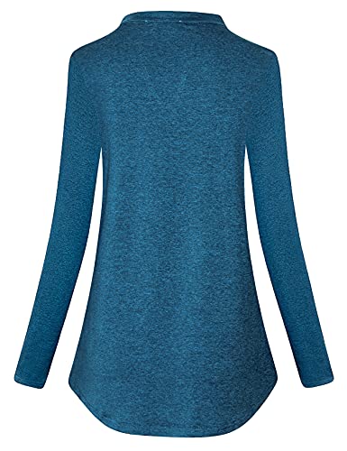 MOQIVGI Active Wear Outfits for Women Tops Long Sleeve V Neck Casual Soft Lightweight Workout Polo Shirts Blue X-Large