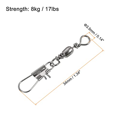 PATIKIL Fishing Barrel Swivel Snaps, 100Pcs 17lb Carbon Solid Ring Terminal Tackle, Black