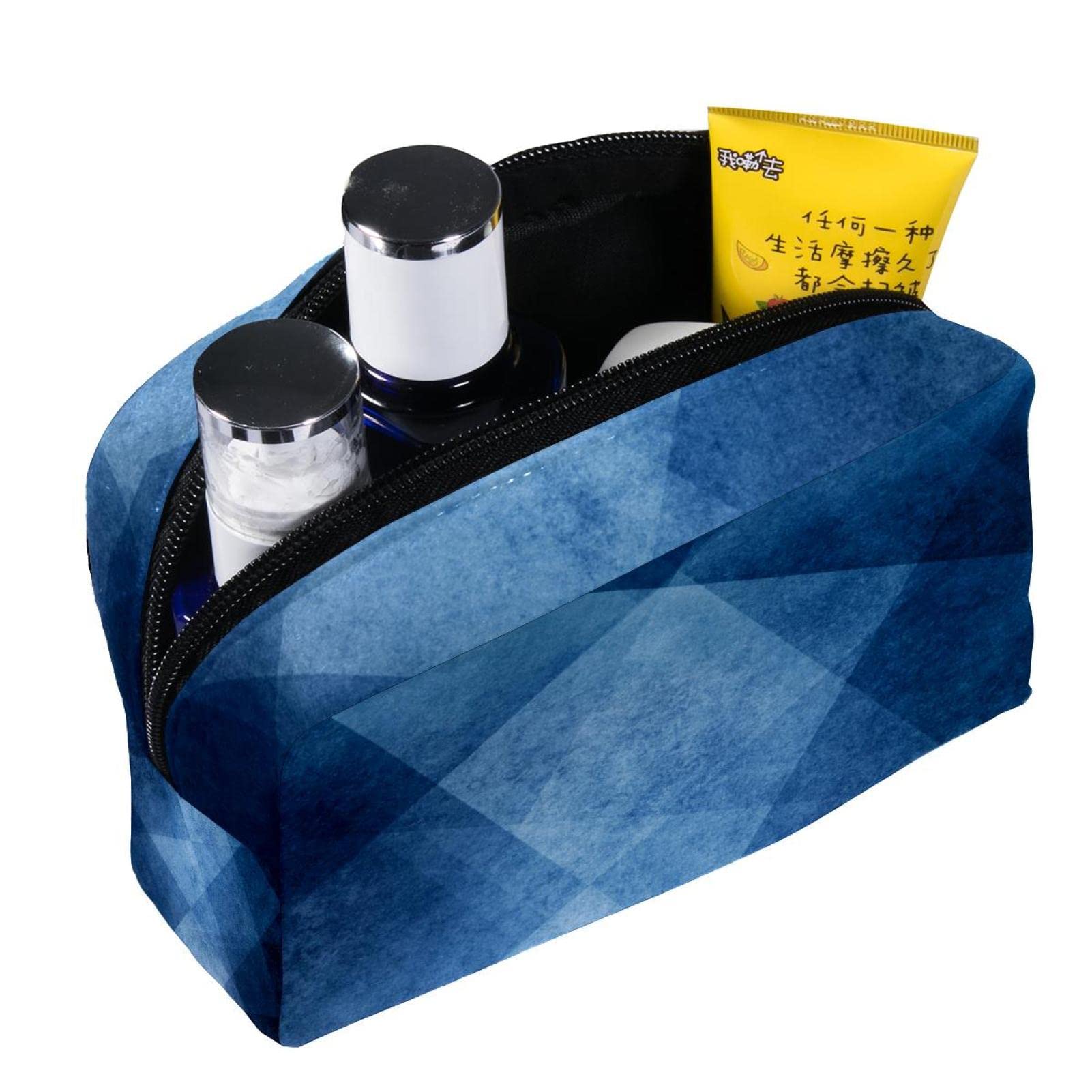TBOUOBT Gifts for Men Women Makeup Bags Toiletry Pouch Small Cosmetic Bags, Navy Blue Geometric Pattern Modern