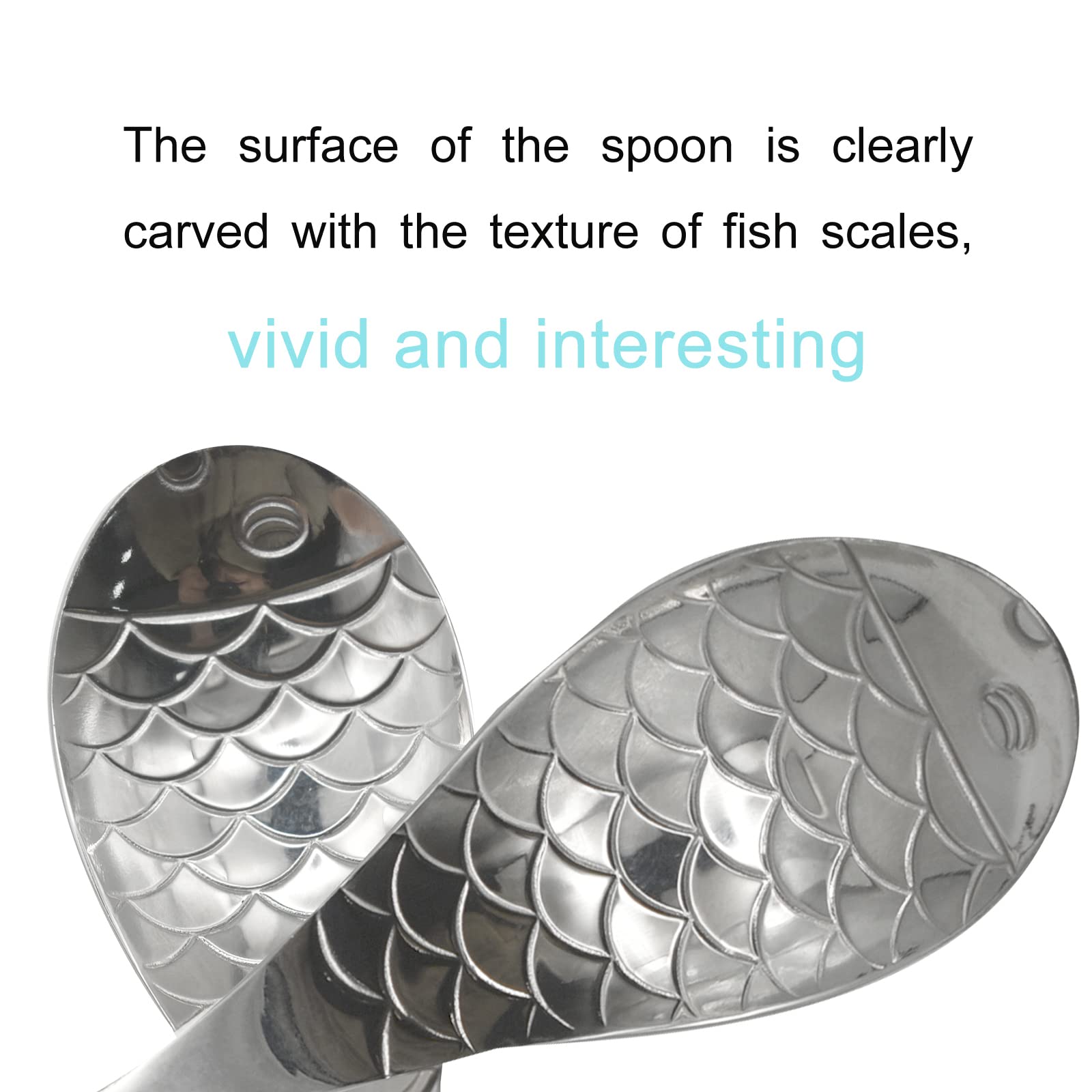 Pinenjoy 4Pcs Silver Fish Spoon 18/10(304) Stainless Steel Asian Soup Spoon Short Handle Spoon for Porridge Cereal Rice