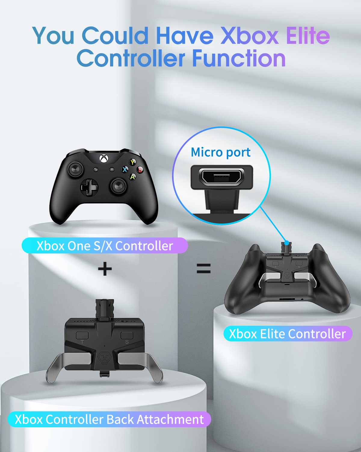 Paddles for Xbox One S/X Controller (NOT for Series S/X Controller), AOJAKI Xbox One Controller Back Button Attachment, with 2 Programming Back buttons/ Memory Function/ 3.5mm Audio Jack