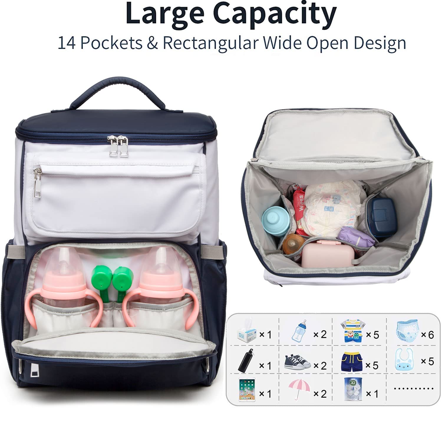 seyfocnia Diaper Bag Backpack, Large Capacity Diaper Bag for Mom and Dad Backpack Diaper with Insulated Pockets and Stroller Straps