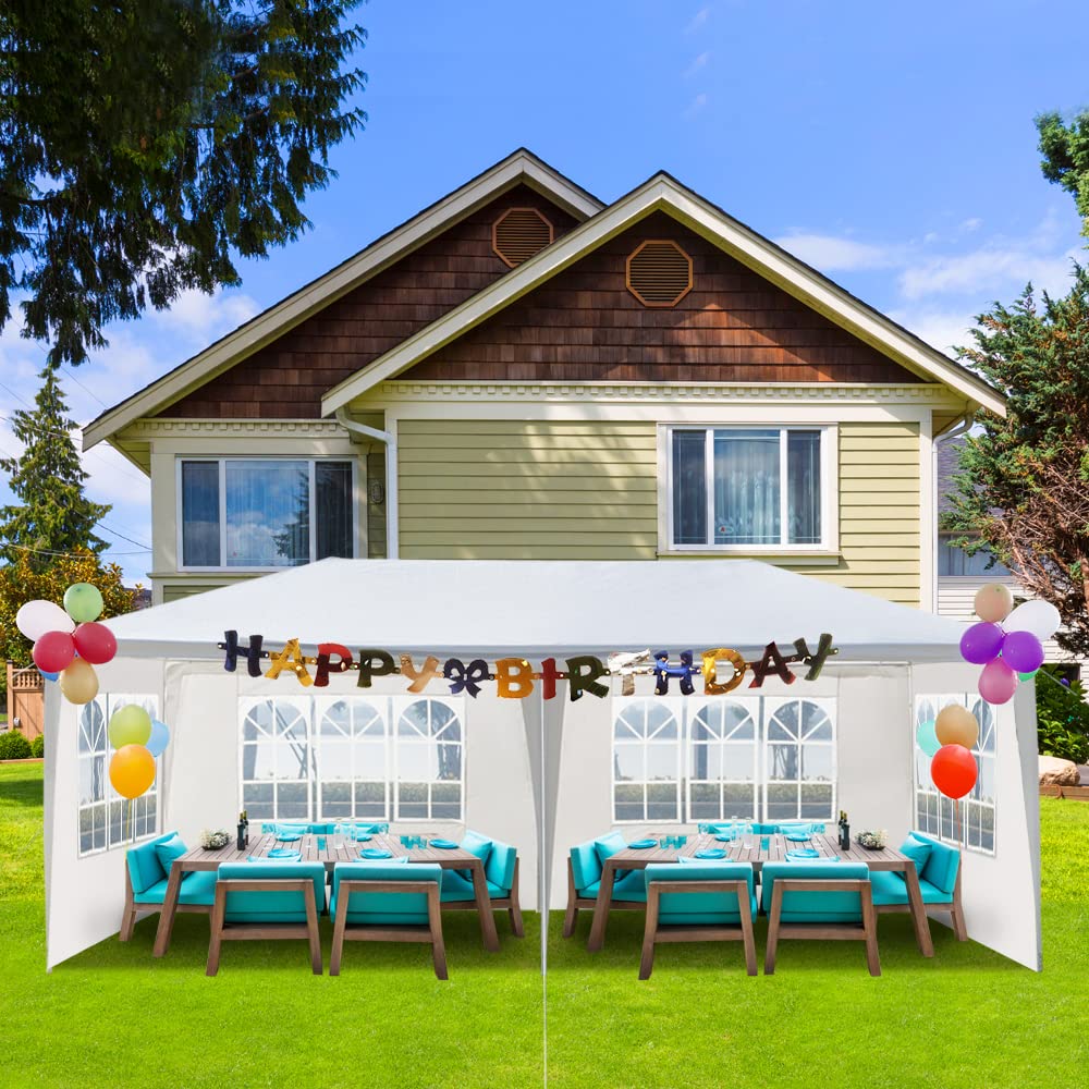 Kcelarec 10' X 20' Outdoor Wedding Party Tent Camping Shelter Gazebo Canopy with Removable Sidewalls Easy Set Gazebo BBQ Pavilion Canopy Cater Events (Style 2-with 4 Sidewalls)
