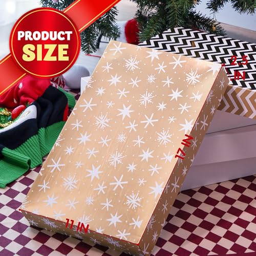 JOYIN 12 Pcs Christmas Boxes, Foil Golden Patterned Shirt Wrap Boxes 17" x 11" x 2.5" with Lid and Base, Clothes, Wrapping Robe Boxes, Shirt Gift Boxes for Xmas, Birthdays, Wedding, 6 Designs