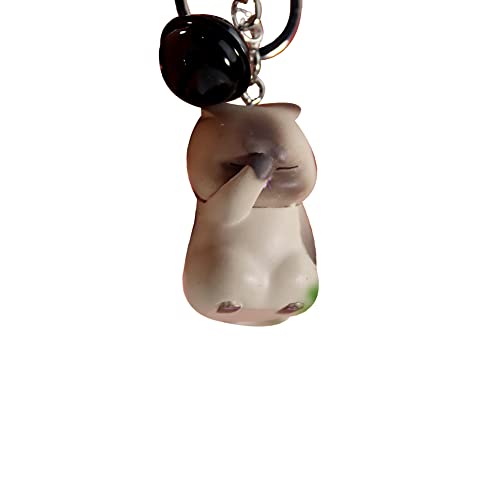 MoreChioce Cute Cat Keychain, Detachable Keyring Cat Resin Key Chain Charms Key Ring Car Pendant for Purse Handbag Bag,Chestnut