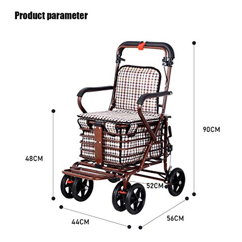 Rollator Walker Rollators Walkers for Seniors Walker Basket Four Wheel Walker Hand Push Shopping Cart Wheeled Seat Folding Walker,Supports 220 lbs
